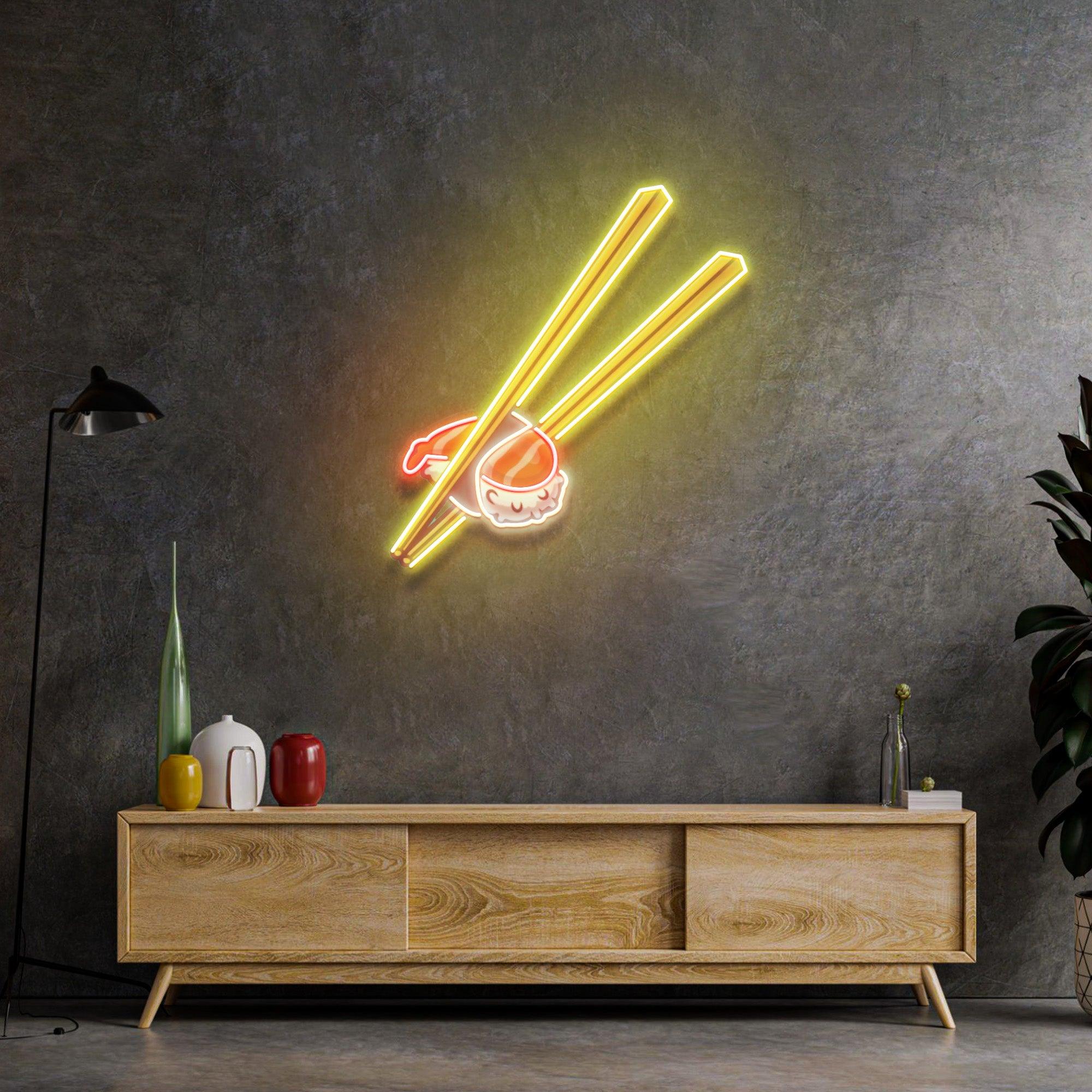 Sushi with Chopsticks Led Neon Acrylic Artwork - Orant Neon