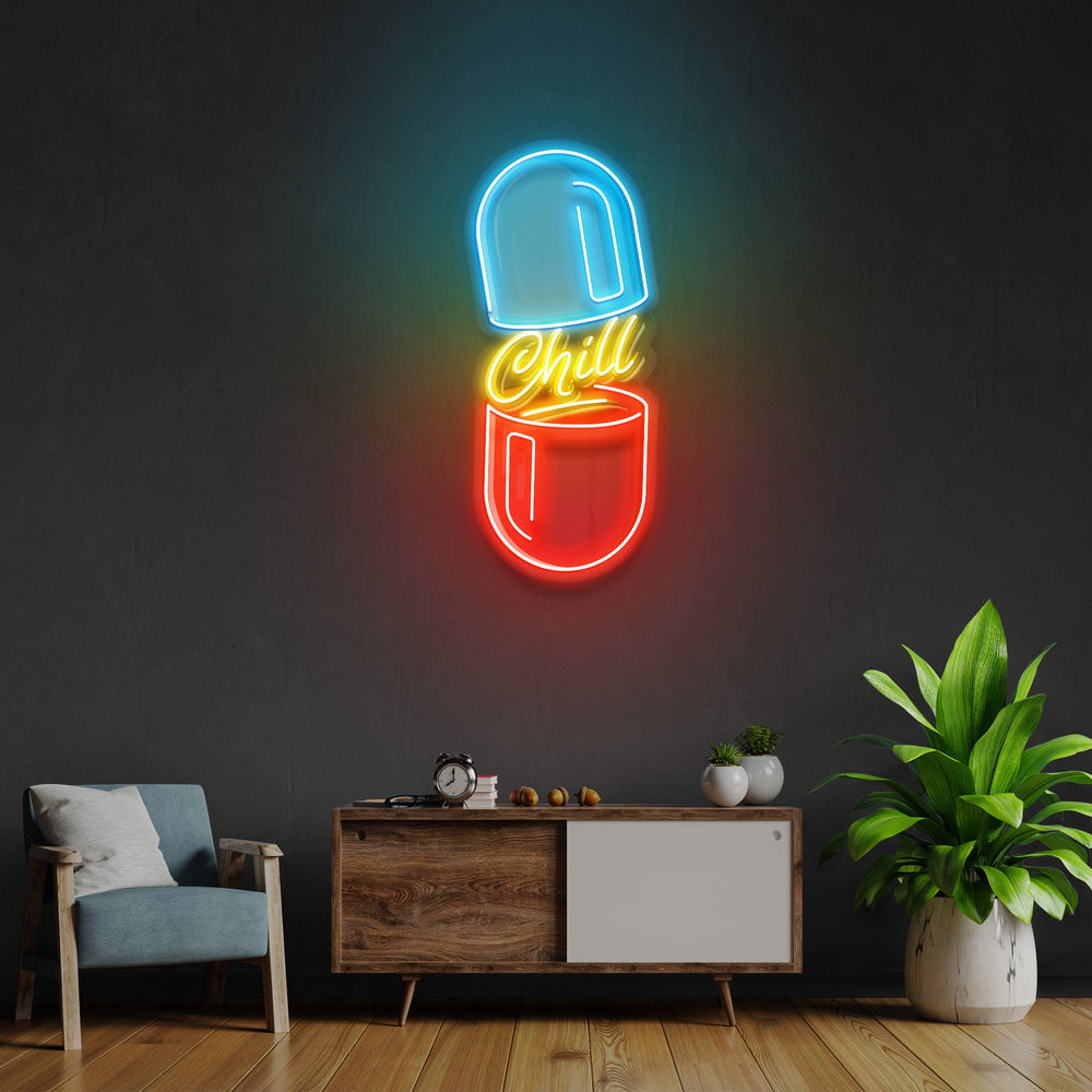 Elevate Your Space with The Chill Pill LED Neon Acrylic Artwork - Orant ...