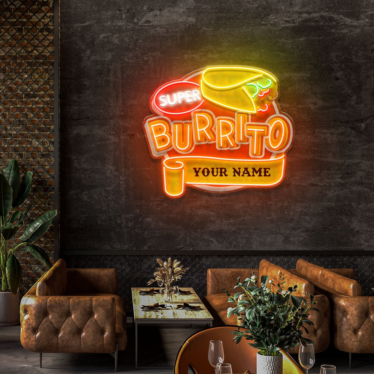 Custom Brand Name Burrito Mexican Food Restaurant Decor Artwork Led Ne