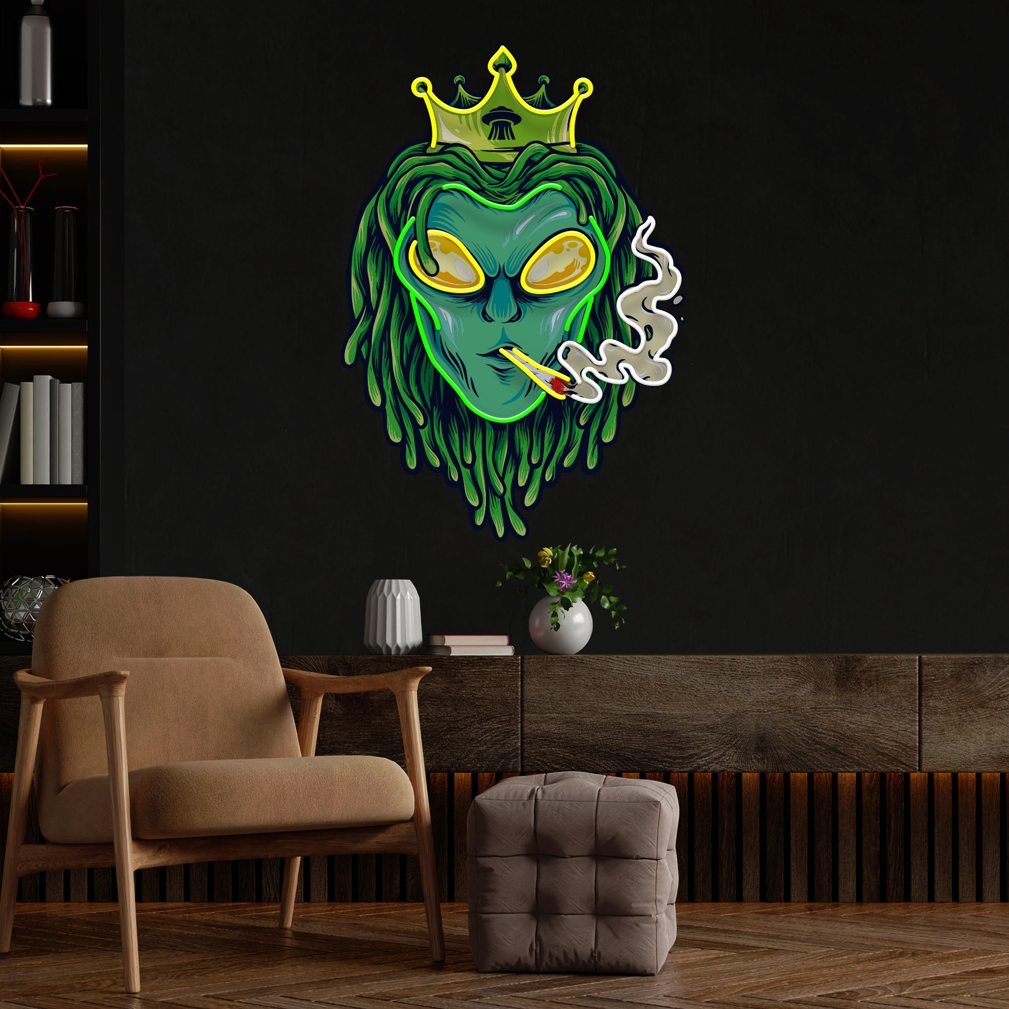 Custom Name Alien Dreadlock King weed Smoke Artwork Led Neon Sign Ligh ...