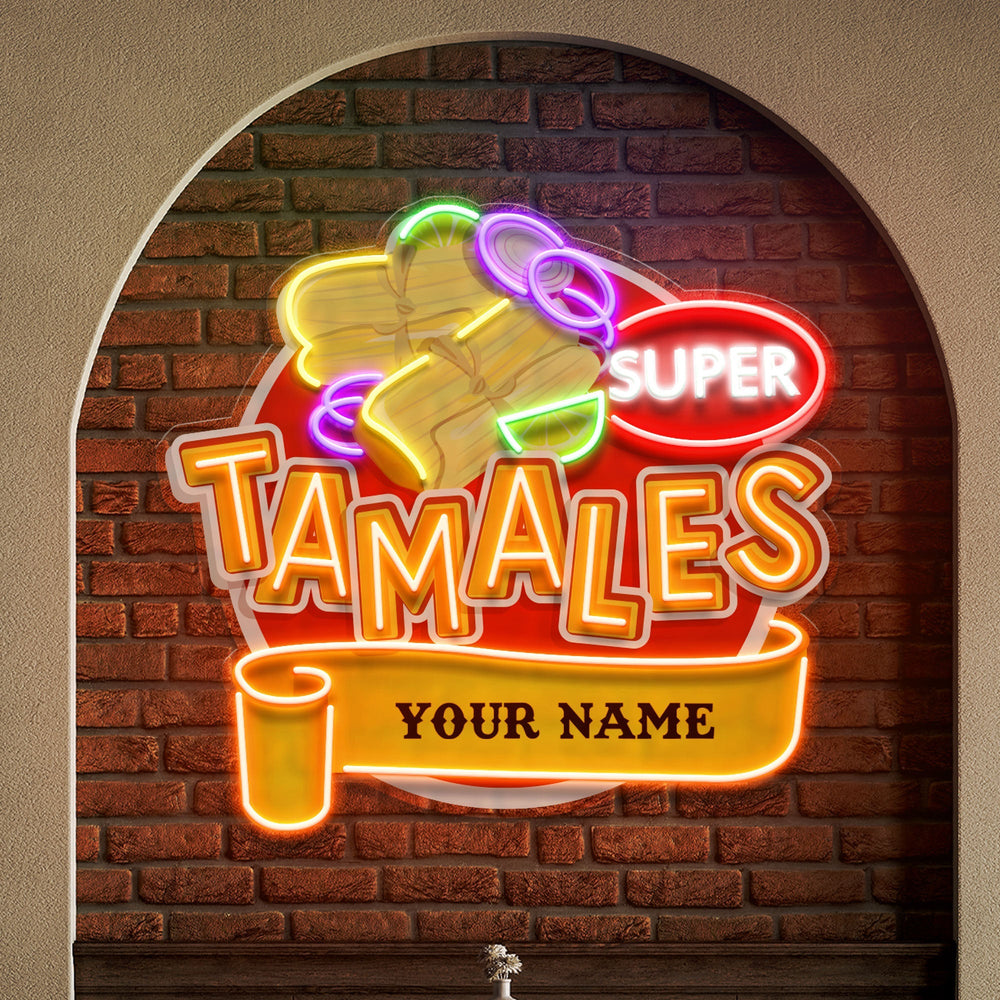 Custom Name Mexican Tamales Food Restaurant Decor Artwork Led Neon Sig