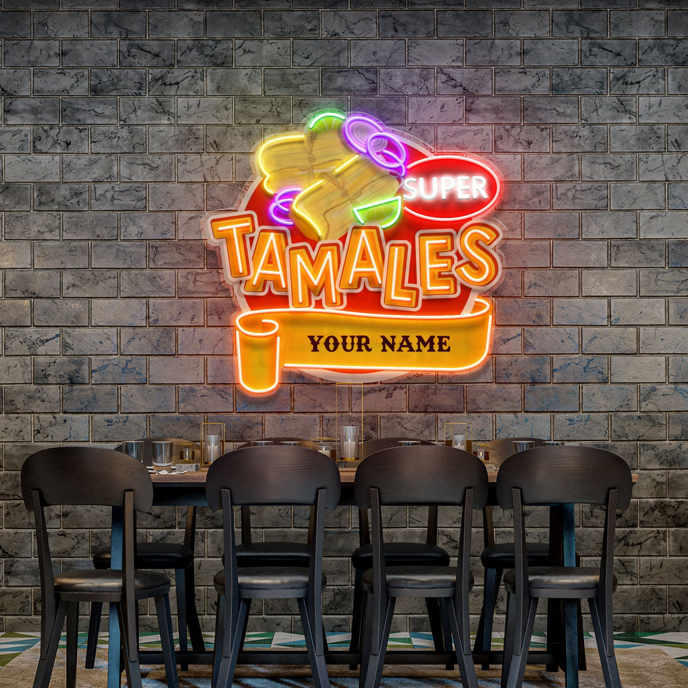 Custom Name Mexican Tamales Food Restaurant Decor Artwork Led Neon Sig