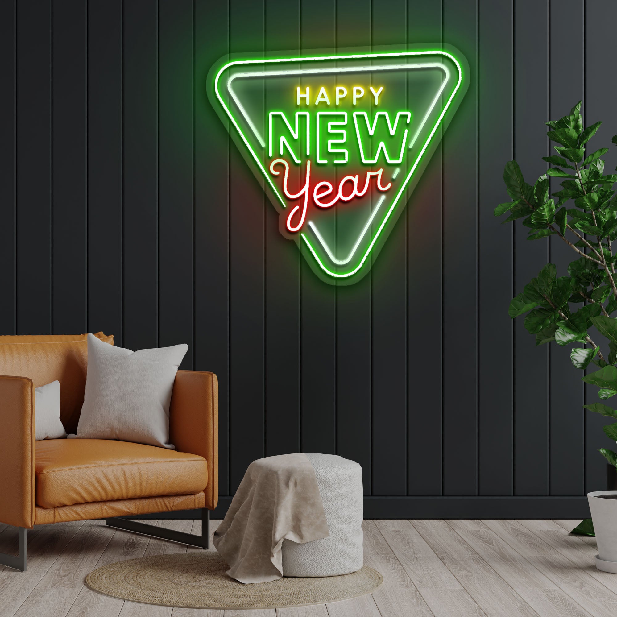 Happy New Year Triangle Neon Sign Led: Artistry in Lighting