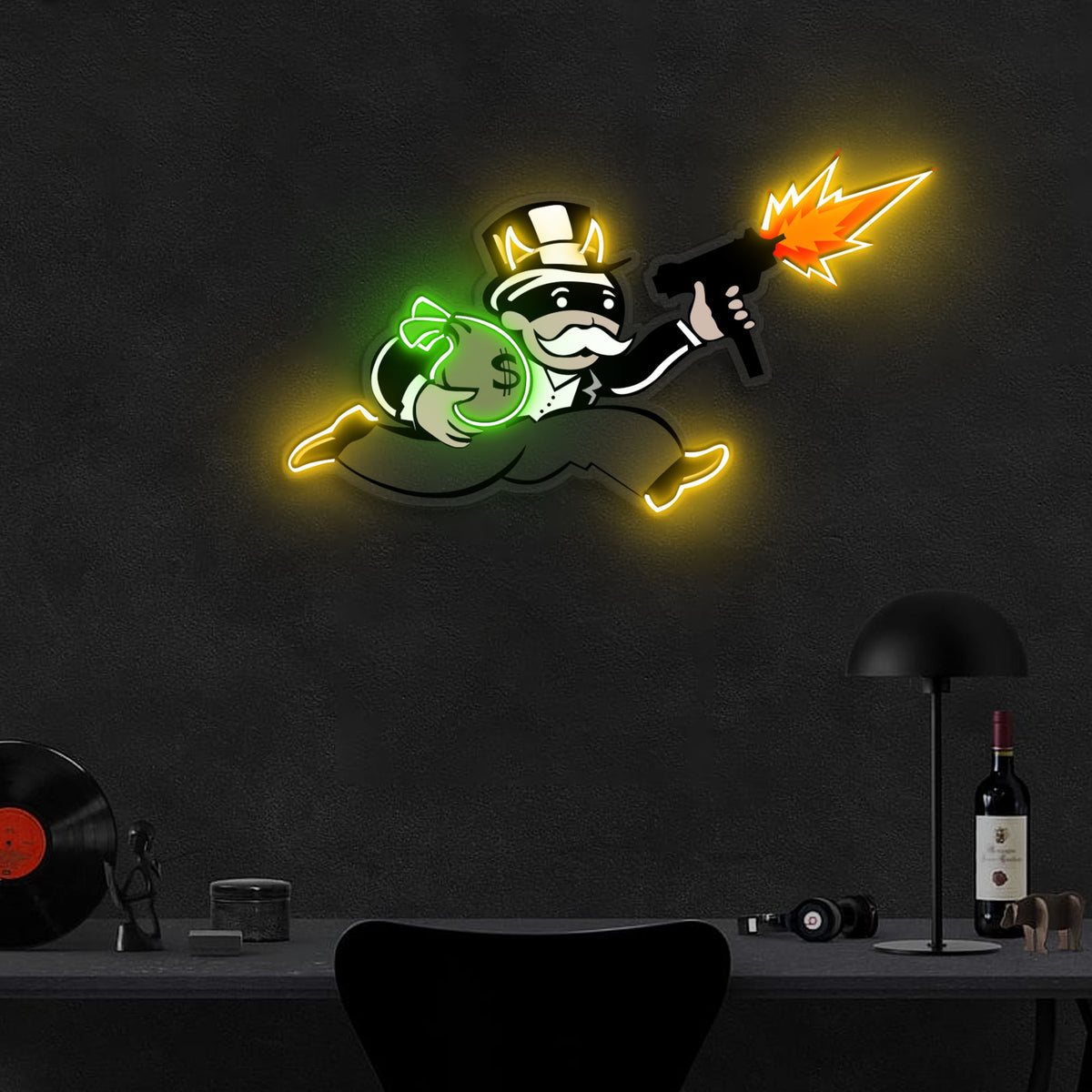 Violent Monopoly Gun Neon Sign | Funny And Fun