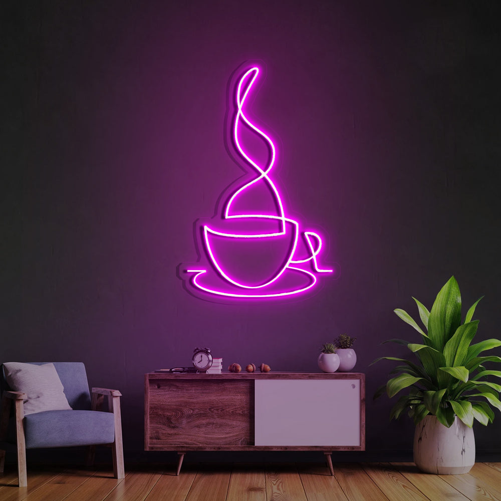Light up your tea shop with "Teacup Line Art" neon sign