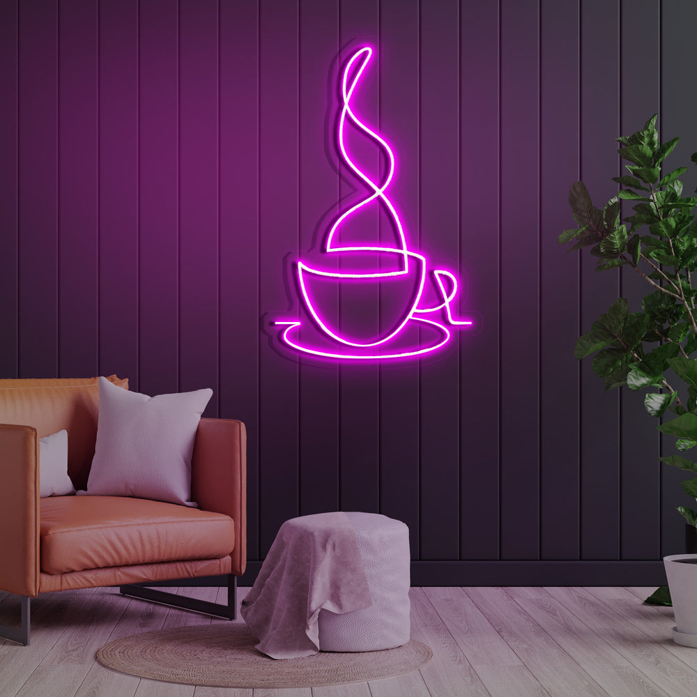Light up your tea shop with "Teacup Line Art" neon sign