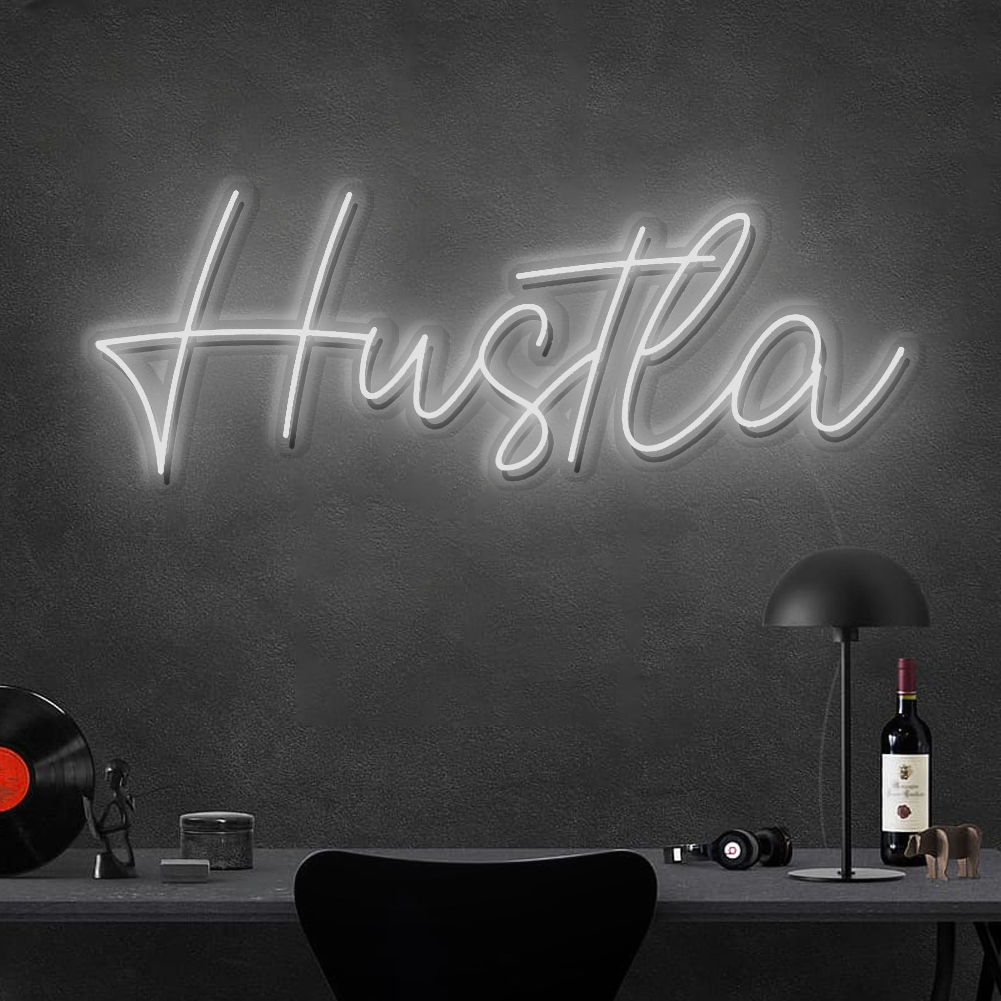 Try hard yourself with a glossy Hustla neon sign