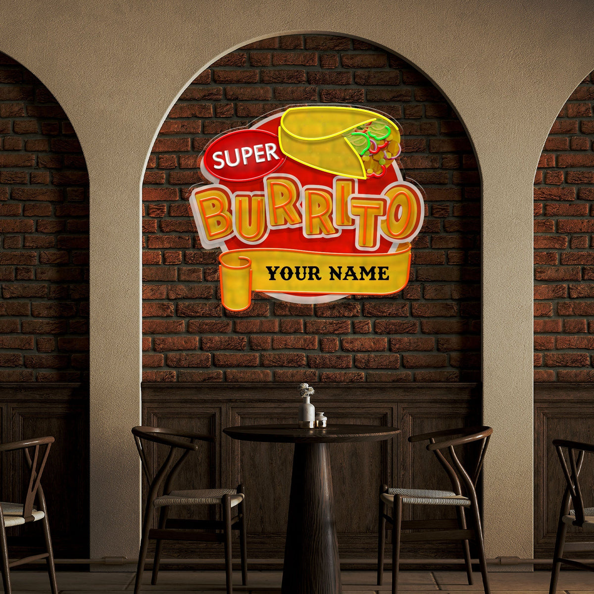 Custom Brand Name Burrito Mexican Food Restaurant Decor Artwork Led Ne