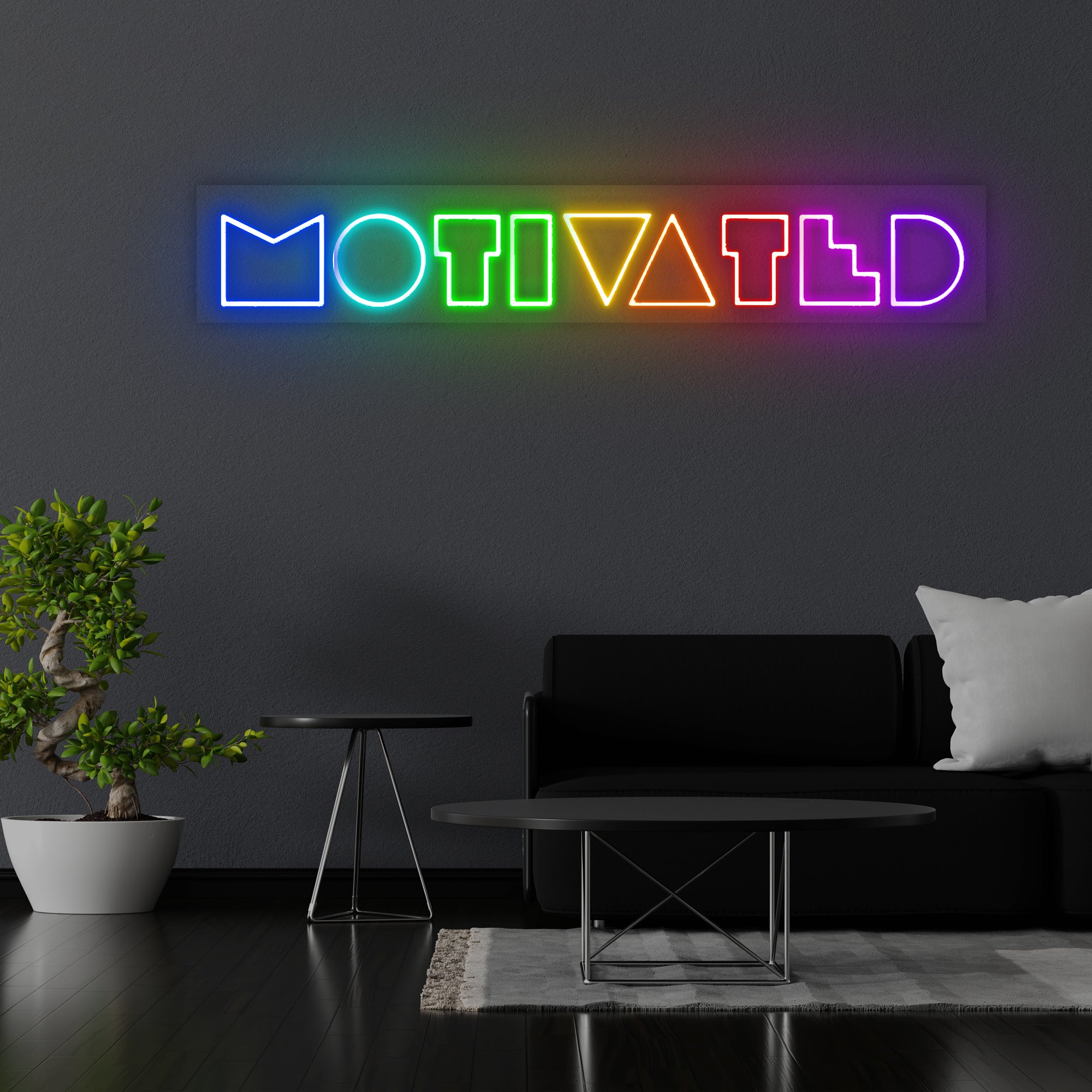 Live a colorful life with Motivated neon sign