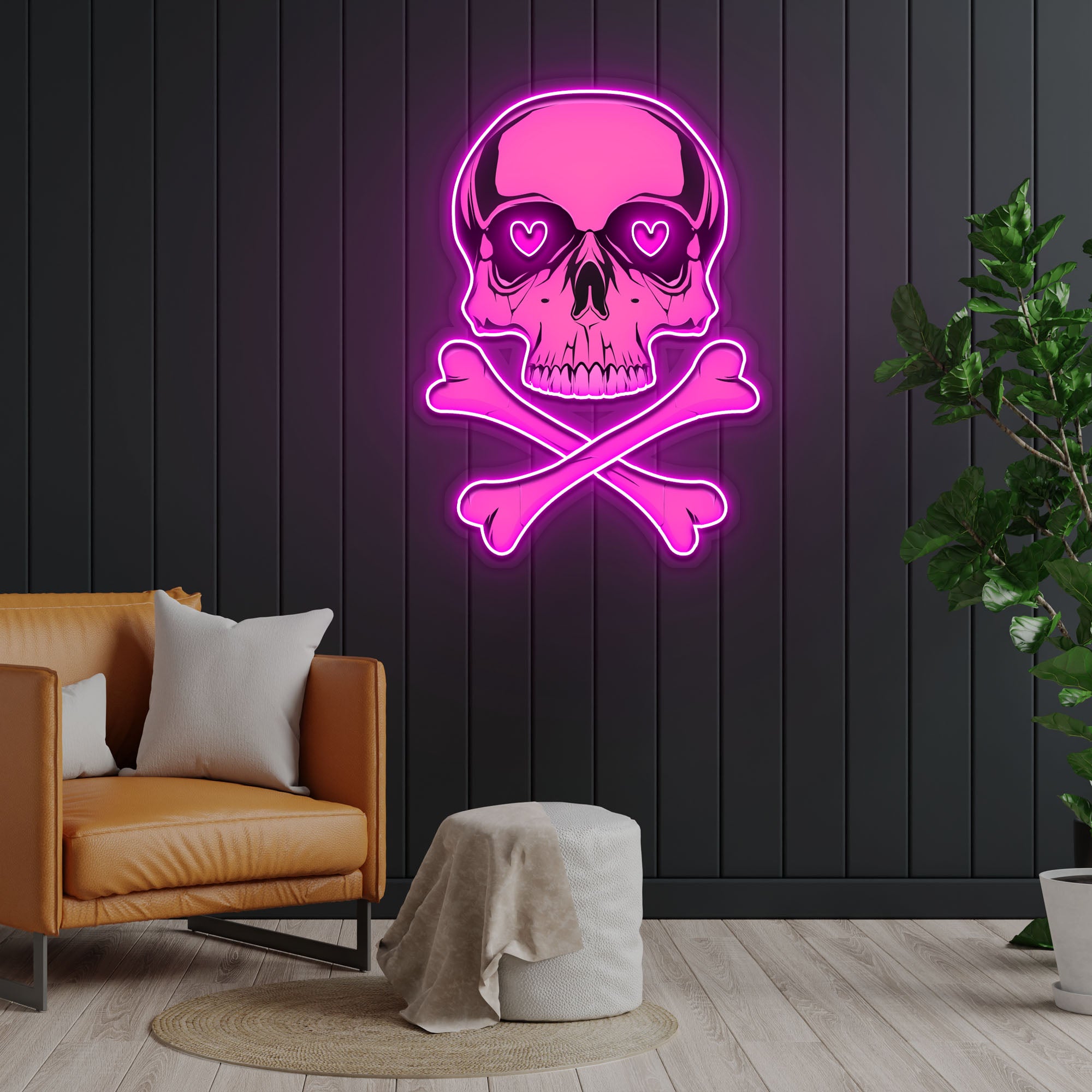 Pink Skull With Bones Neon Sign | Breakthrough And Unique