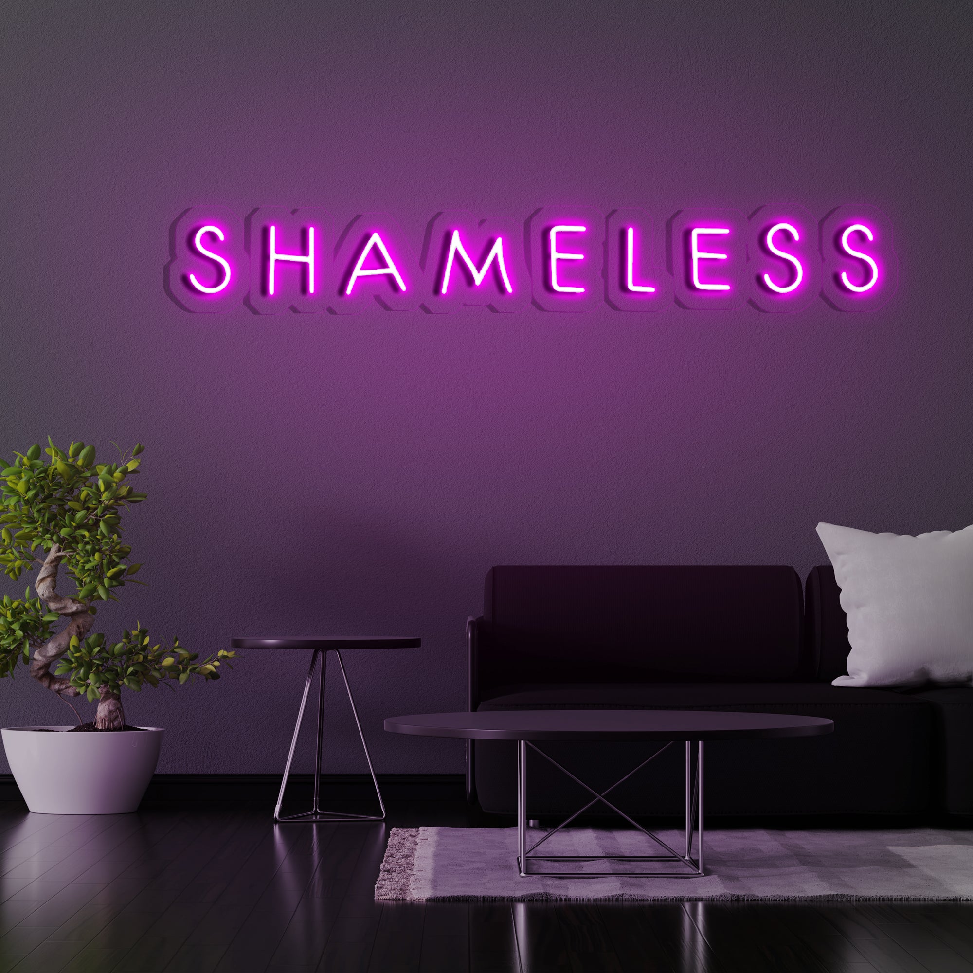 Feeling a lack of shame with the "Shameless" neon sign