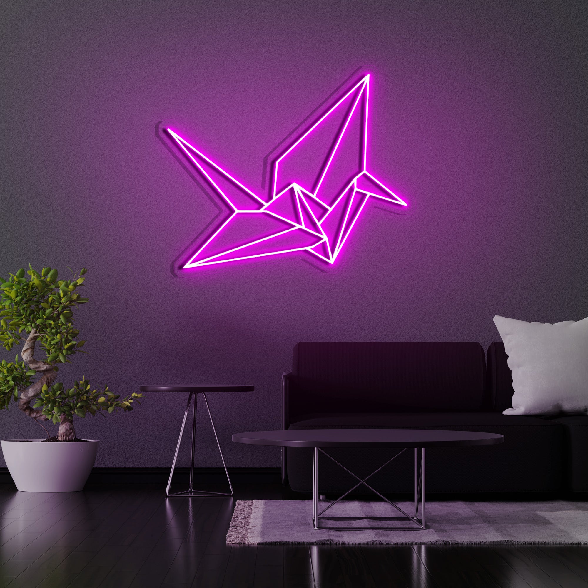 Craft a great atmosphere with the "Origami Swan" neon sign